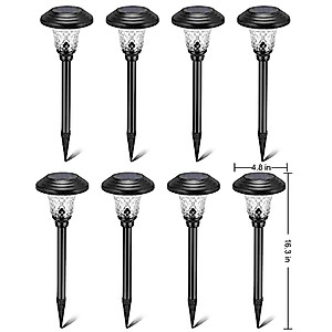 UFOND 8 Pack Solar Pathway Lights Outdoor，Waterproof Solar Garden Lights, Glass Stainless Steel Solar Decor Lamp,Landscape Path Lights for Yard Patio Driveway Sidewalk, (Cool White)
