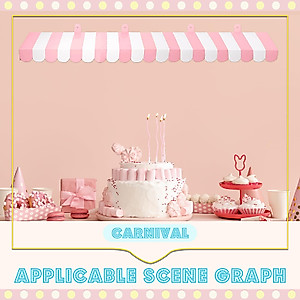 4 Pack Circus Awning Decoration 3D Awning Wall Decorations Carnival Tent Mardi Gras Circus Theme Party Decorations Carnival Stand Decor for Carnival Party Favors (Pink and White)