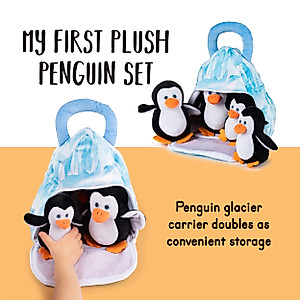 Talking Penguins Plush Toy Set | Includes 4 Talking Soft Plush Penguins with A Plush Glacier Shaped Carrier | Talking Animal Toys | Great Gift for Baby and Toddler Boys or Girls