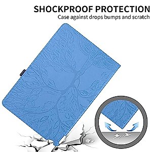 Schaflie Compatible with iPad 10th Generation Case 2022 iPad 10.9 Case 360 Rotating Cover PU Leather Stand Function with Tree Embossed with Pen Holder Cover for iPad 10th Generation Blue