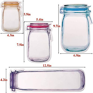 40Pcs Reusable Mason Jar Ziplock Bags, Airtight Seal Food Storage Ziplock Bags for Kitchen Camping Picnic Organizer(40Pcs)