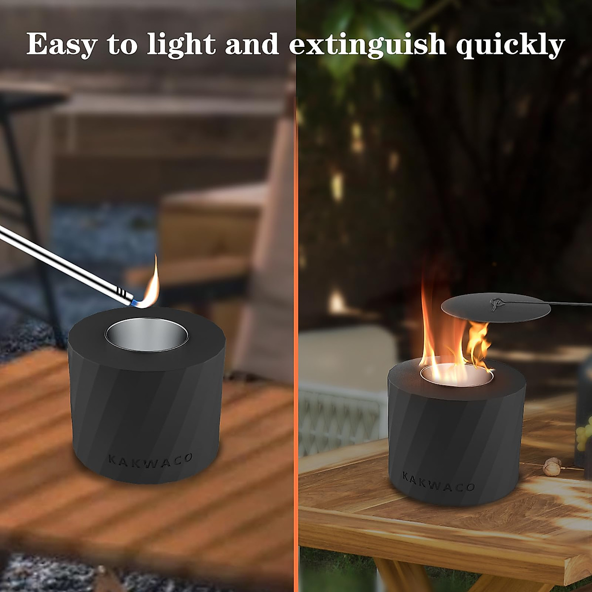 Sportkee Round Tabletop Fire Pit, Portable Concrete Fire Pit, Small Alcohol Smores Fire Pit Table Top Firepit for Indoor & Patio, Ideal White Elephant Gifts for Adults