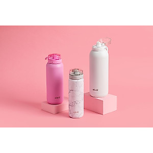 Ello Cooper 32oz Stainless Steel Water Bottle with Straw and Carry Handle, Double Walled and Vacuum Insulated Metal, Leak Proof Locking Lid with Soft Silicone Spout, Reusable, BPA Free, Bubblegum