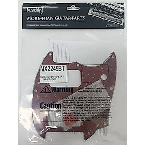 Musiclily Pro 9 Holes Round Corner HH Guitar Pickguard 2 Humbuckers for Squier Bullet Series Mustang Electric Guitar, 4Ply Vintage Tortoise