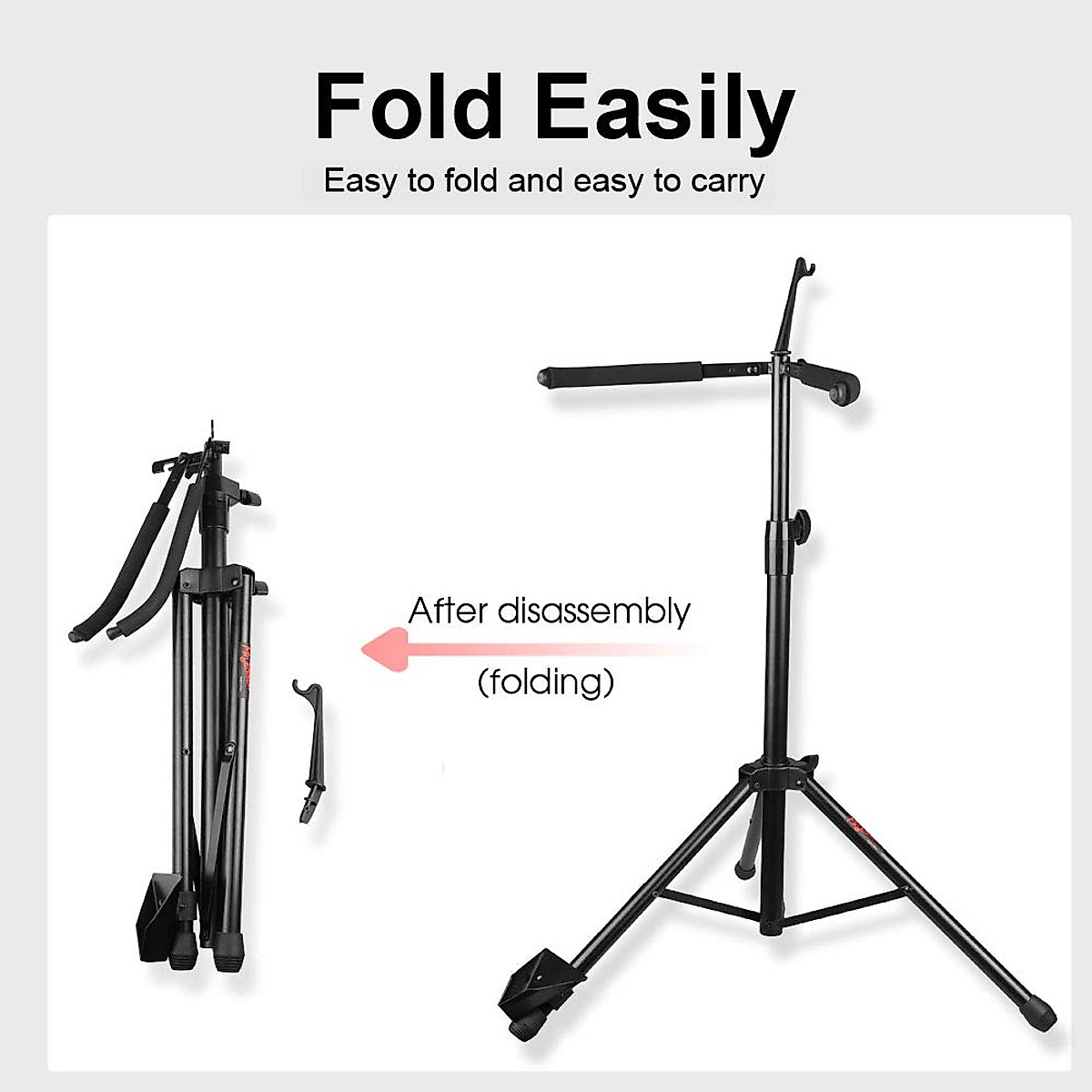 Mr.Power Adjustable Foldable Tripod Stand for Cello with Hook for Bow