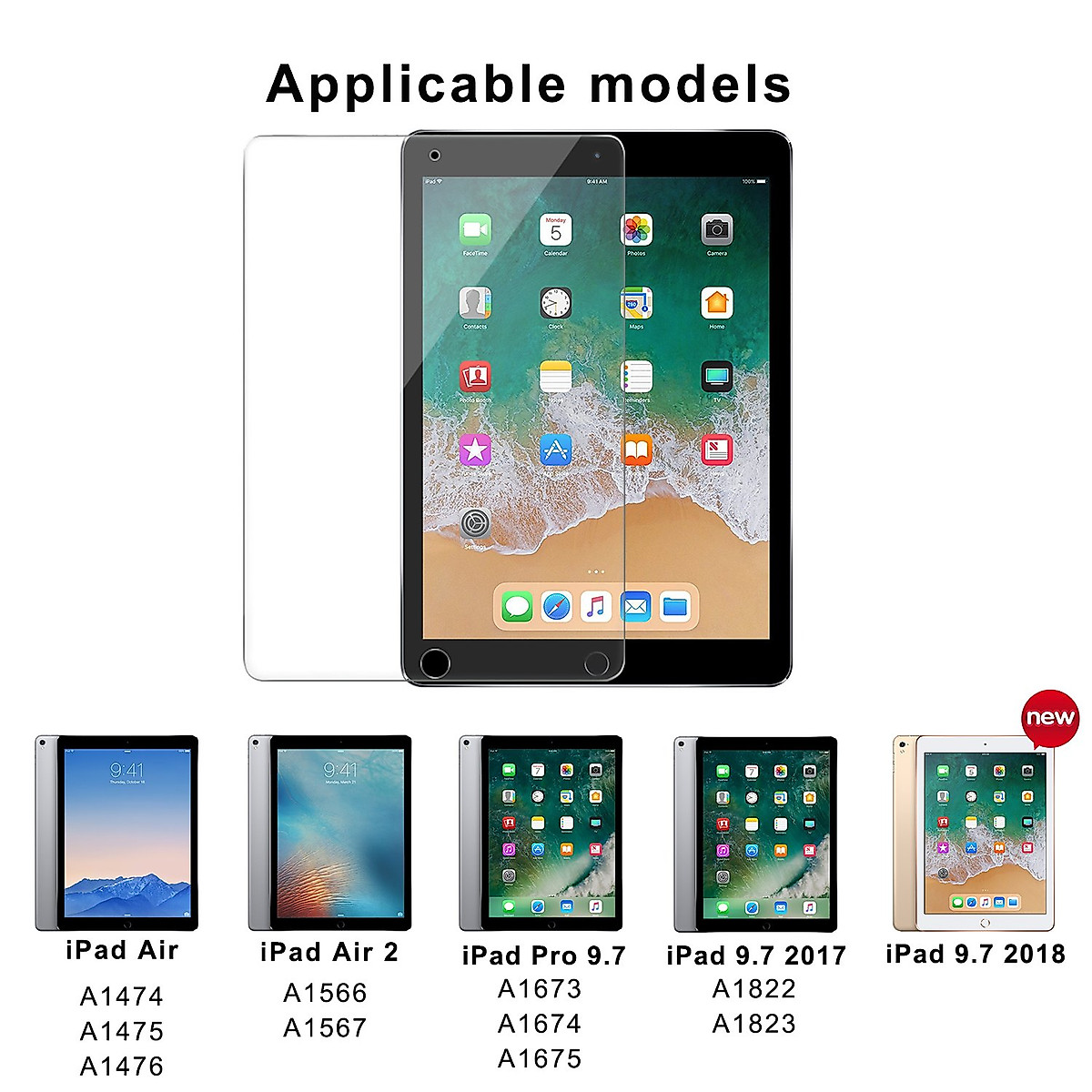 SMAPP [2 Pack] compatible with iPad 9.7" inch Screen Protector Glass, Tempered Glass Screen Protector-Apple Pencil Compatible/Scratch Resistant