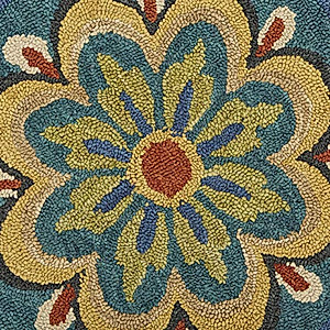 Trade AM Dazzle Round Floral Area Rug, 6 by 6-Feet, Blue