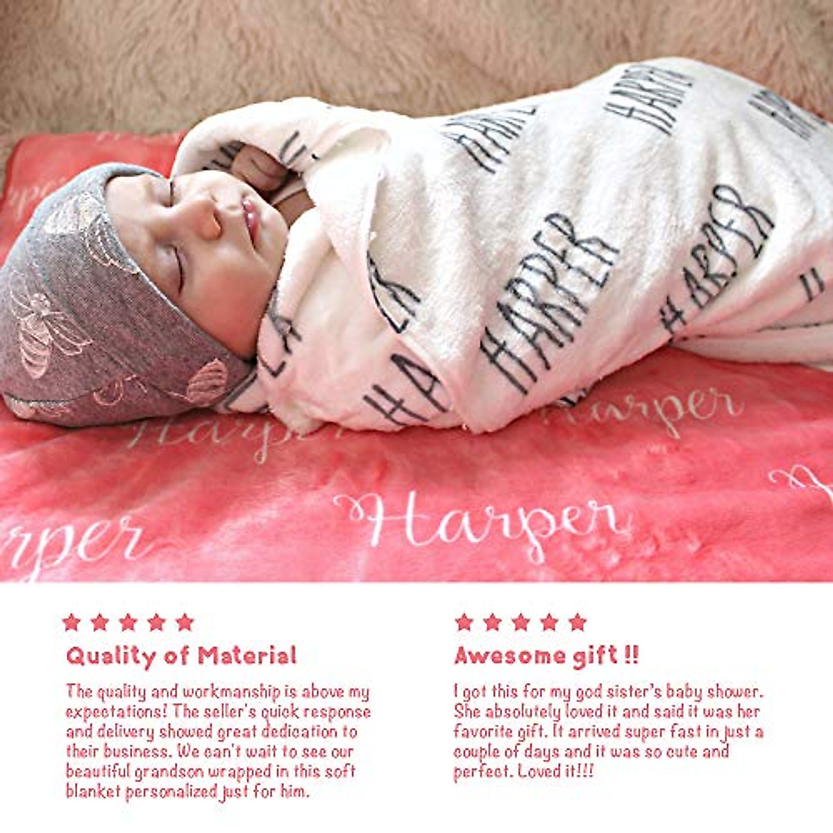 Personalized Baby Blanket with Name –Extra Soft, Premium Quality Baby Blanket for Girls & Boys with Customized Full Name Dyed Into Fabric–Fade Proof, Machine-Washable (Bubblegum Bubble)