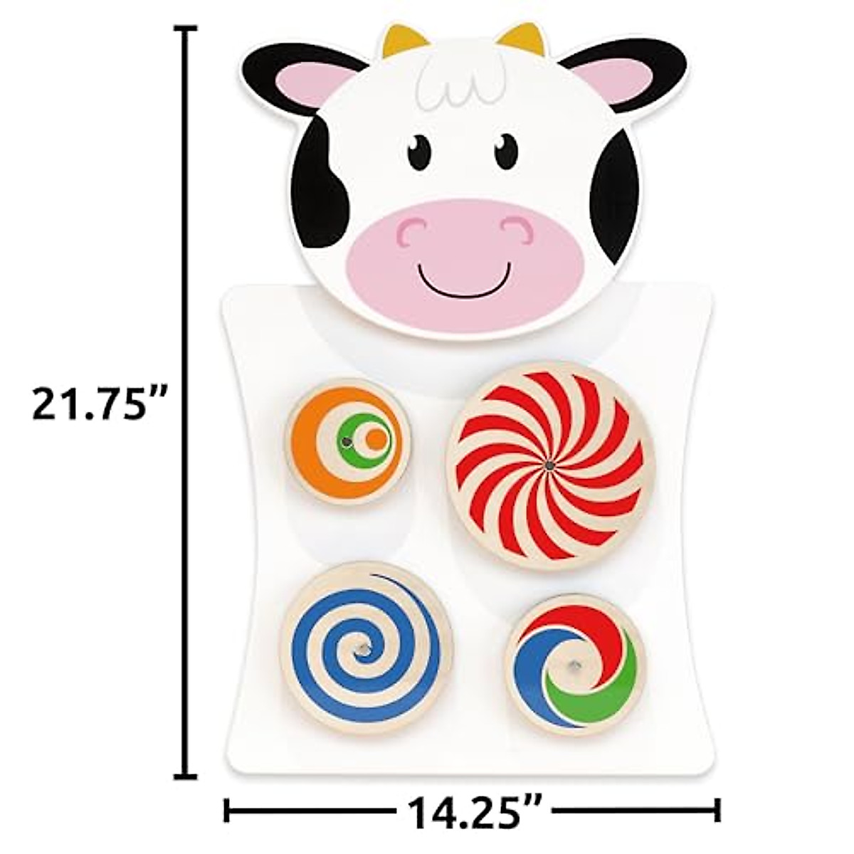 SPARK & WOW - 50677 Cow Activity Wall Panel - 18m+ - Toddler Activity Center - Wall-Mounted Toy - Busy Board Decor for Bedrooms, Daycares and Play Areas