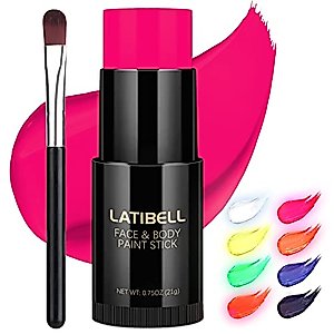 Pink Face Paint Sticks UV Body Panit - 0.75 oz Professional Blacklight Reactive Glow Paint for Adult Kids, Oil Foundation Makeup Blendable Sticks, Glow in The Dark Paint Neon Party Supplies