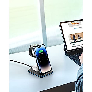 ZUBARR Foldable Wireless Charger for Multiple Devices 3 in 1 Wireless Charging Station for iPhone13 12 11/Pro/Mini/XS/XR,Wireless Charging Stand for Apple Watch SE/7/6/5/4/3/2, AirPods Wireless/Pro