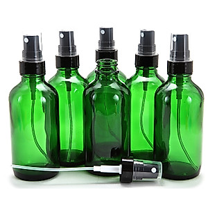 Vivaplex, 6 Glass Bottles with Black Fine Mist Sprayer, 4 oz, Green