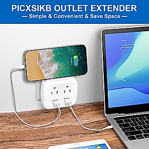 Multi Plug Outlet Splitter with USB, 2 Electrical Multiple Outlet Extender with 2 USB Wall Charger for Travel, Home, Office (Non Surge Protection)