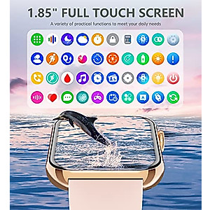 Betatree Smart Watch for iPhone Android, Smart Watches for Women(Call Receive/Dial), 1.85" Waterproof Fitness Tracker with AI Voice Control Heart Rate Sleep Monitor SpO2 Pedometer 20 Sport Modes, Pink