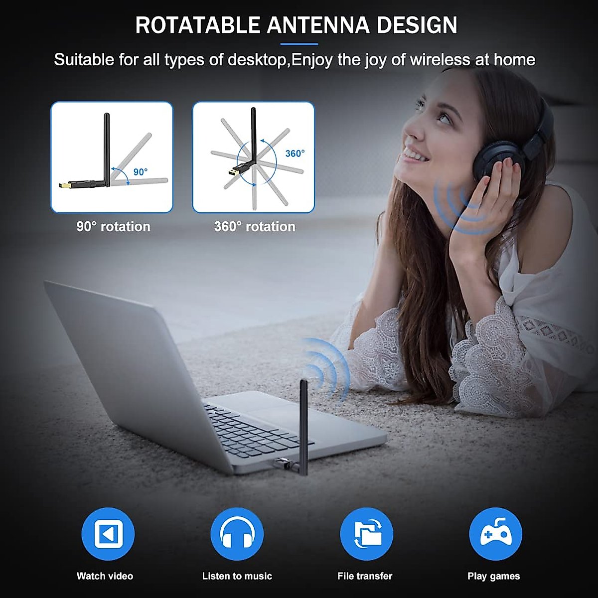 Long Range Bluetooth Adapter for PC, XDO Class 1 USB Adapter 5.1+EDR, 328FT/100M Wireless Transfer Transmitter Receiver for Bluetooth Mouse Keyboard Speakers Headphones Support Win11/10/8/7