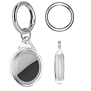 2 Pack Airtag Case Waterproof Air Tag Keychain Holder Compatible with Apple AirTag Case for Dog Cat Collar Luggage Tracker Key Soft Full Body Shockproof Anti-Scratch Locator Protective Cover Clear