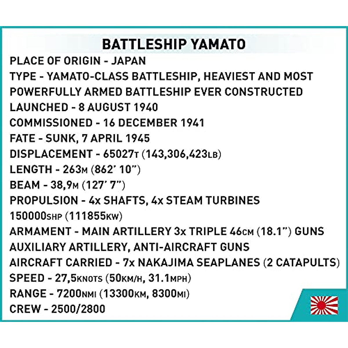 Cobi toys 2684 Pcs Hc WWII /4832/ Battleship Yamato Executive Edition