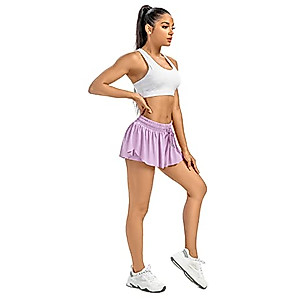 Leftear Flowy Shorts for Women Gym Yoga Athletic Workout Running Biker Women Tennis Skirts High Waisted Sweat Spandex Cute Preppy Trendy Clothes Casual Summer(Pack2,S)