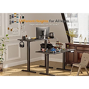 Claiks Electric Standing Desk, Adjustable Height Stand up Desk, 55x24 Inches Sit Stand Home Office Desk with Splice Board, Black Frame/Black Top