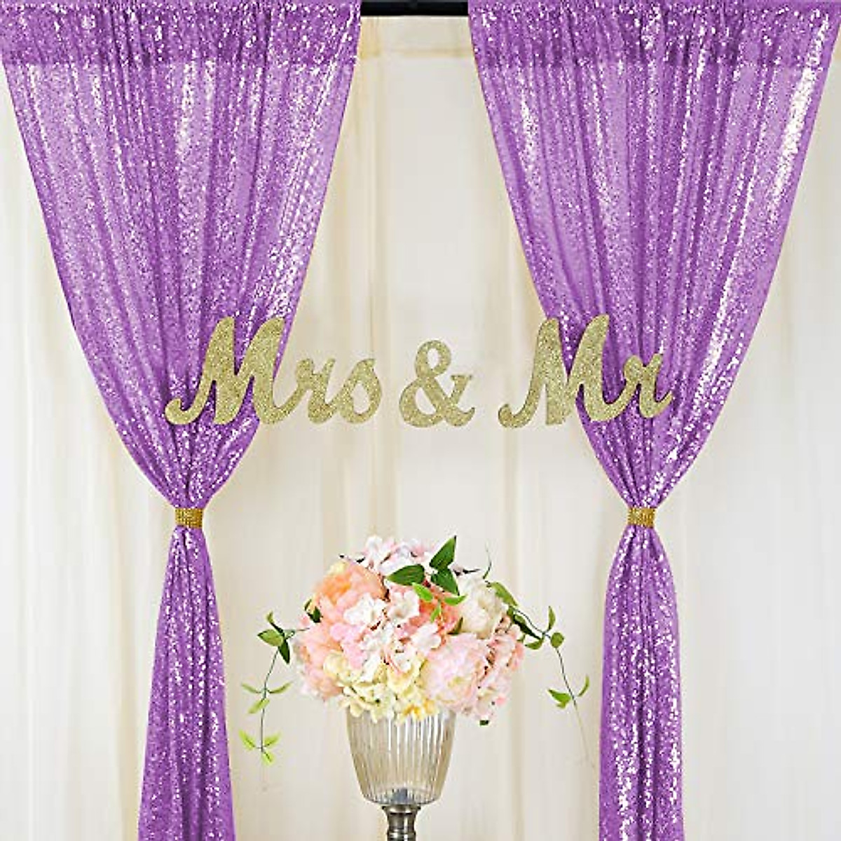 Backdrop Curtains Shimmer Backdrop 2ftx8ft Lavender Curtains 2 Packs Backdrop for Birthday Party Glitter Curtains Backdrop Decorations