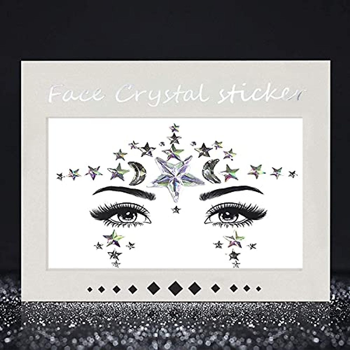 Stars Moon Face Gems Jewels Stick on Face Makeup Eyes Gems Crystal Rhinestones Sticker Gift for Women Accessories Costume Temporary Tattoos