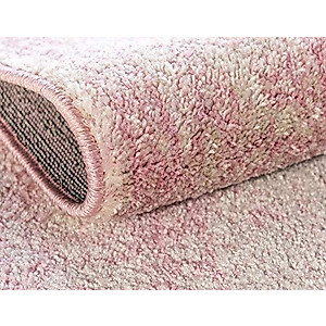 Rugs.com Dover Collection Rug – 3 Ft Round Pink Low-Pile Rug Perfect for Kitchens, Dining Rooms