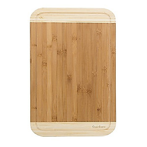 Two Tone Bamboo Cutting Board- Extra Thick, Chopping and Serving Board with Juice Groove 18x12x.75 by Classic Cuisine