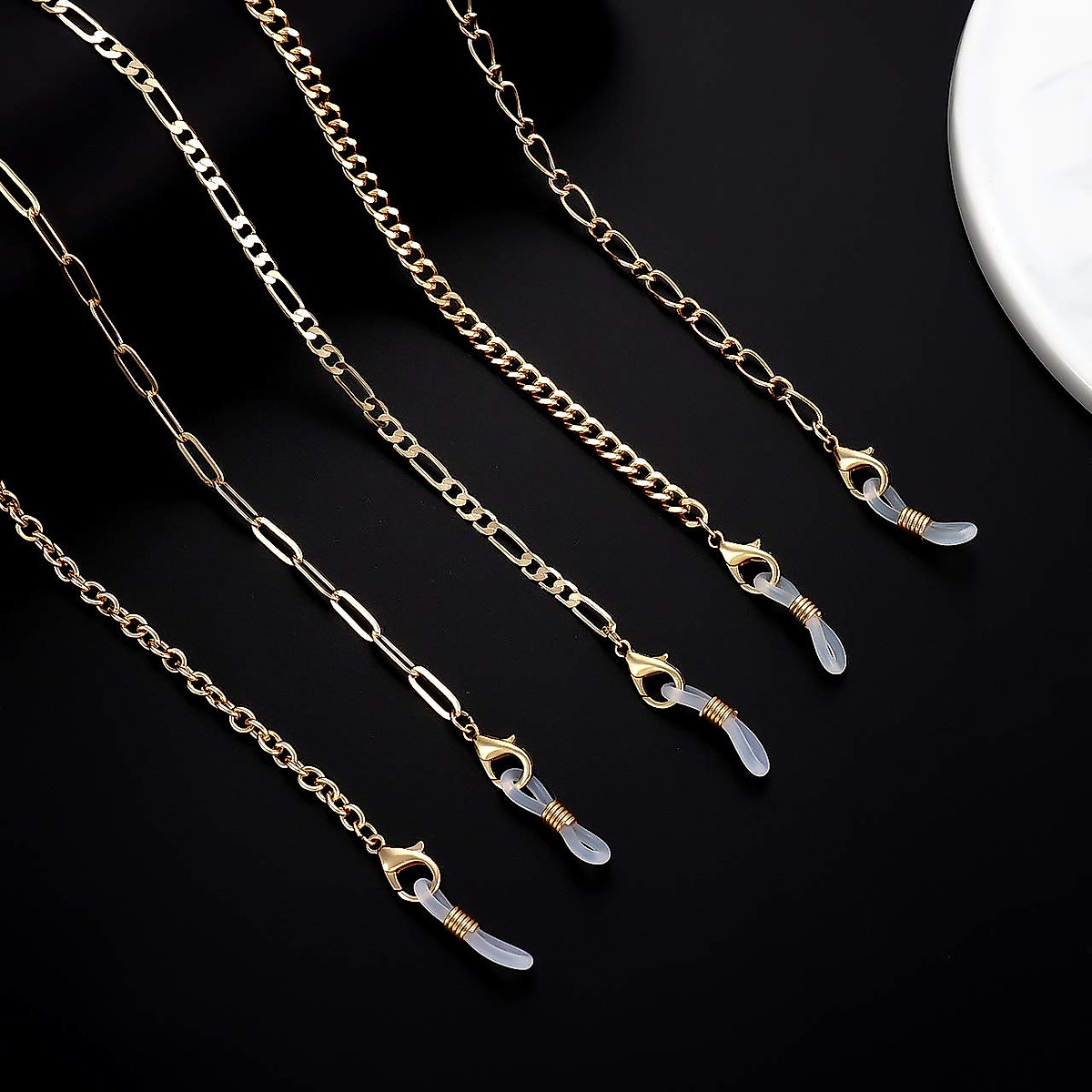 HEIDKRUEGER 10 Pieces Eyeglass Chains String Holders for Women Men Gold Link Necklace Around Neck Glasses Mask Chain Lanyard Eyewear Retainer Accessory Chain