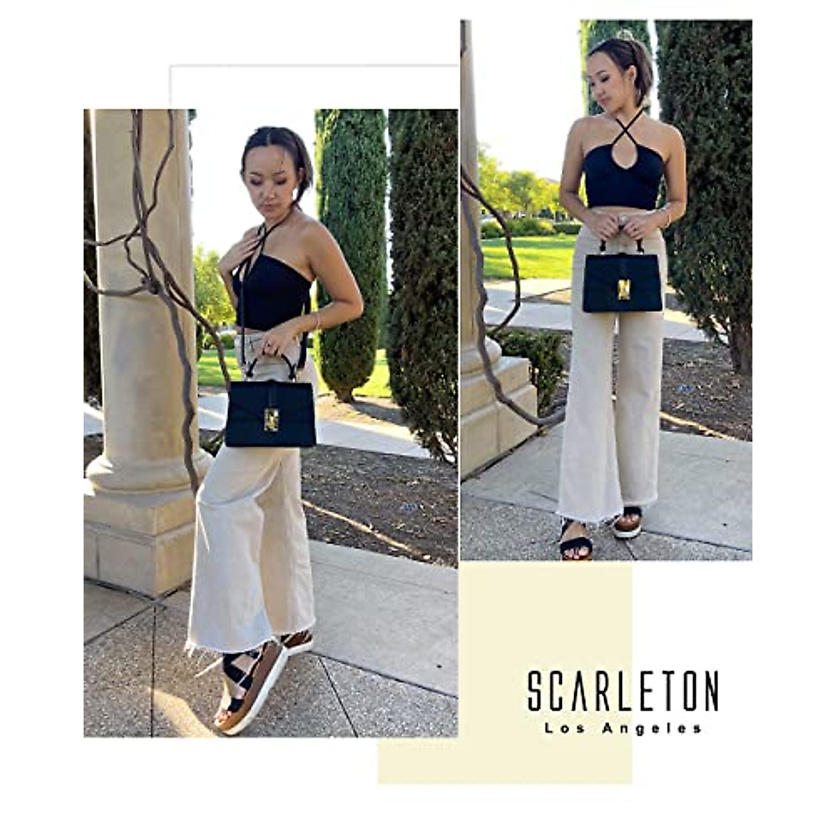 Scarleton Handbags for Women, Crossbody Bags for Women, Structured Mini Satchel Purses, Top Handle Shoulder Bag Medium, H207701L - Black