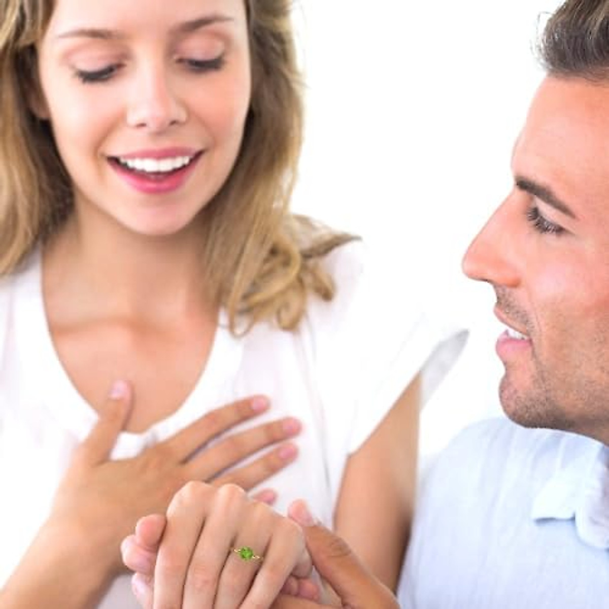 Clara Pucci 1.50 ct Round Cut Solitaire Genuine Natural Green Peridot Engagement Bridal Promise Anniversary Ring in 14k yellow Gold