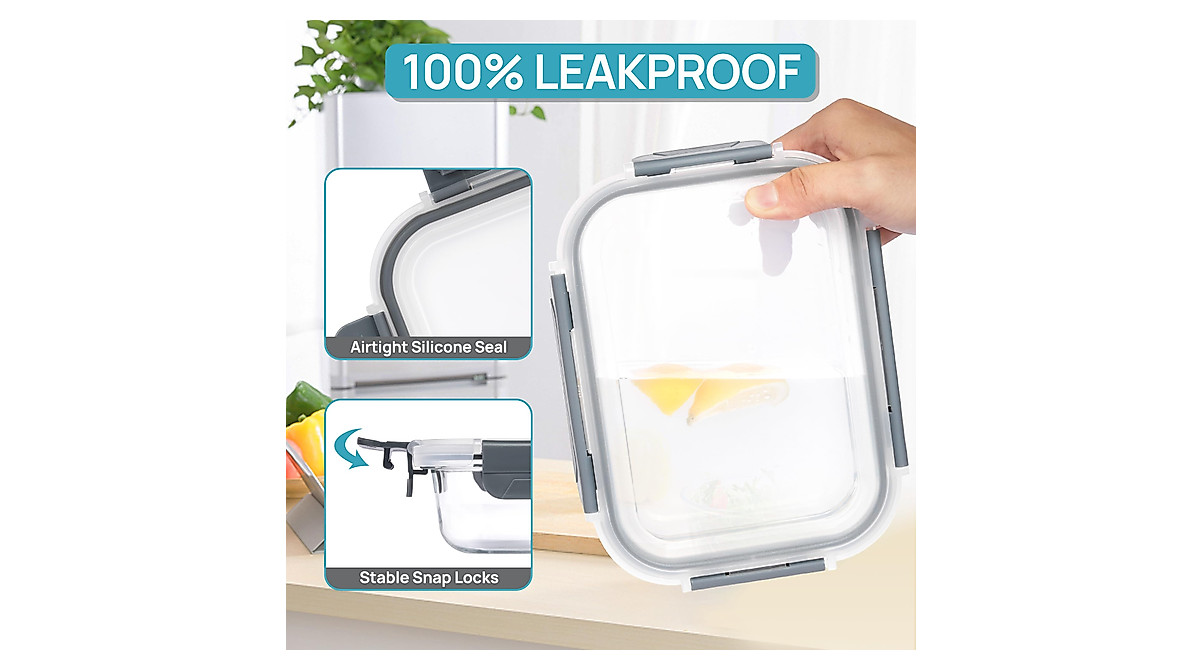 Vtopmart 8 Pack Glass Food Storage Containers for Meal Prep