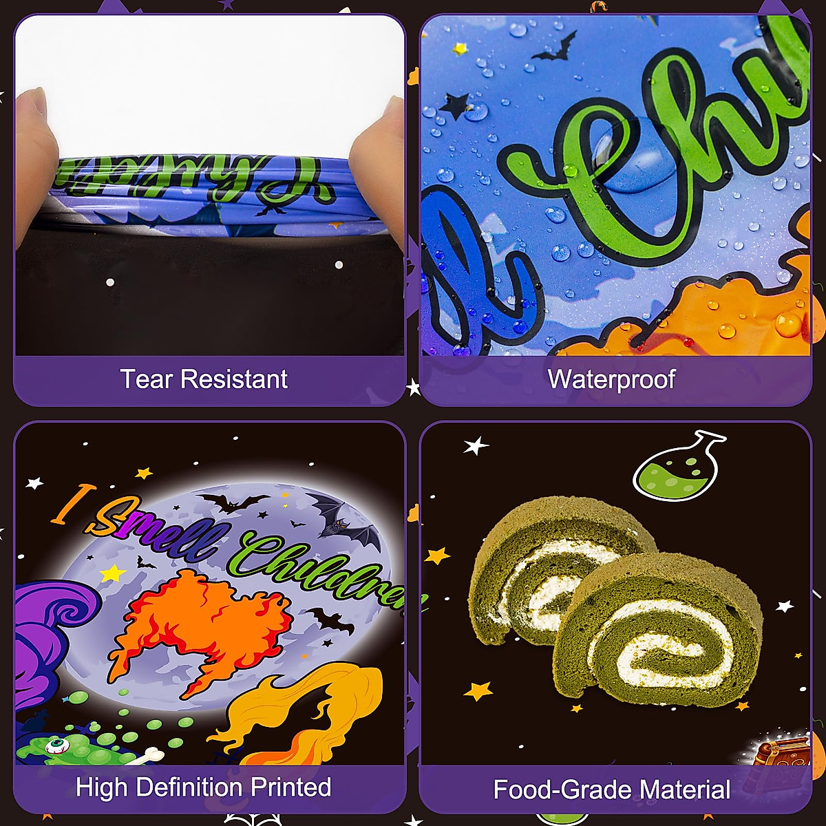 3 Pack Halloween Hocus Pocus Tablecloth, I Smell Children Halloween Table Cloth Witch Disposable Rectangular Platstic Table Covers for Halloween Party Decorations Table Decor Supplies, 108 x 54 Inch