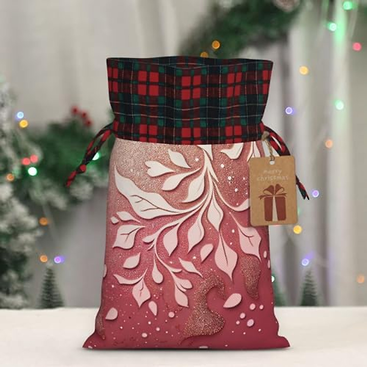 Yioniii a mandala pattern on purple velvet background pattern Christmas Gift Bags Santa Sack with Drawstring, String Backpacks for Gifts Treat and Candy，Purple,S