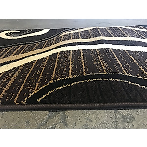 Modern Runner Contemporary Area Rug Dark Brown Black Beige Carpet King Design 344 (2 Feet X 7 Feet 3 Inch )