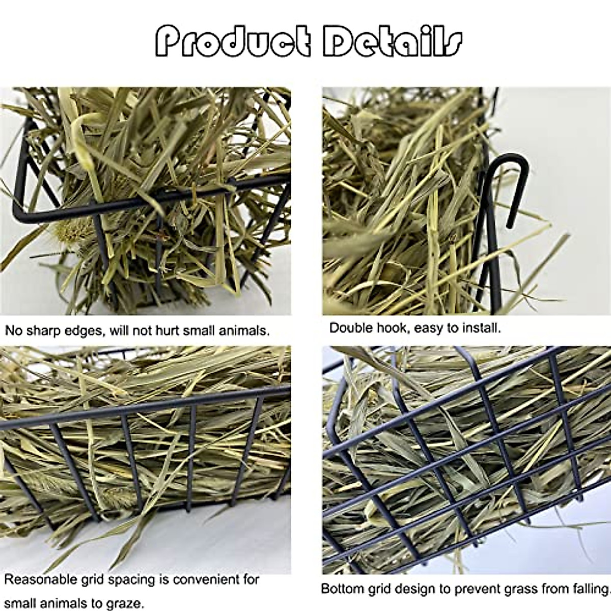 Rabbit Hay Feeder Rack Guinea Pig Hay Dispenser for Cage Hanging Metal Feeder Small Animals Hay Holder Manger for Rabbits Guinea Pigs Chinchillas  Ferrets (9.05 x 3.93 x 2.95 in)