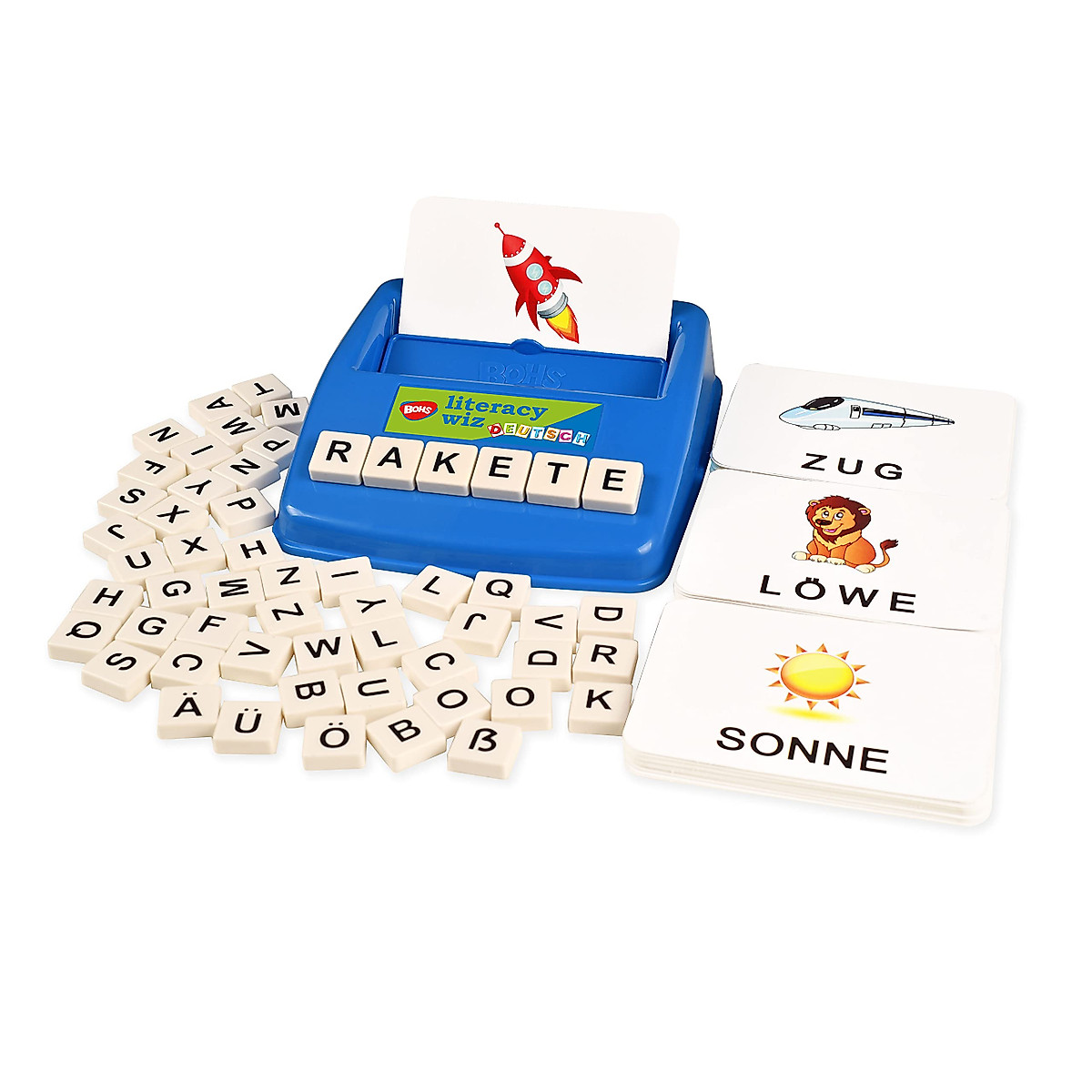 BOHS German Literacy Wiz Fun Game - See and Hide Spelling - Preschool Language Learning Educational Toys