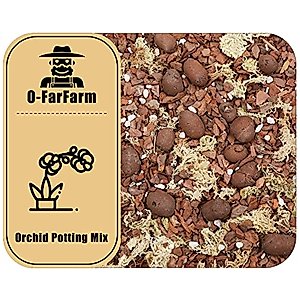 O-FarFarm Orchid Potting Mix 1 qt, Mixture of Orchid Bark, Perlite, Clay Pebble, and Sphagnum Moss, Premium Grade Recipe for Proper Root Development, Fits for Phalaenopsis, Cattleyas, Dendrobiums etc