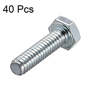 uxcell Hex Head Screw Bolts Carbon Steel 1/4"-20 x 1" Fastener Grade 5 UNC 40pcs