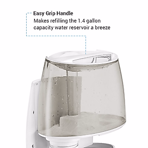 Homedics Ultrasonic Humidifier – Cool Mist Humidifier for Large Rooms with Clean Tank Technology – 1.4 Gallon Portable Air Humidifier for Bedroom or Nursery, 65 Hours of Runtime, White