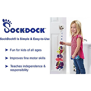 SockDock Sock Laundry Solution for Washing Drying & Storing Socks in Pairs, Clip & Hold Small & Long Socks in Washer Dryer & Closet, 2-Pack (Dark Blue)