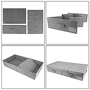 DAYARD Underbed Storage Container Bins with Lids, Under Bed Storage Organizer with Sturdy Handles Sidewalls Bottom, Foldable Clothes Bag (Set of 2) Large, Grey