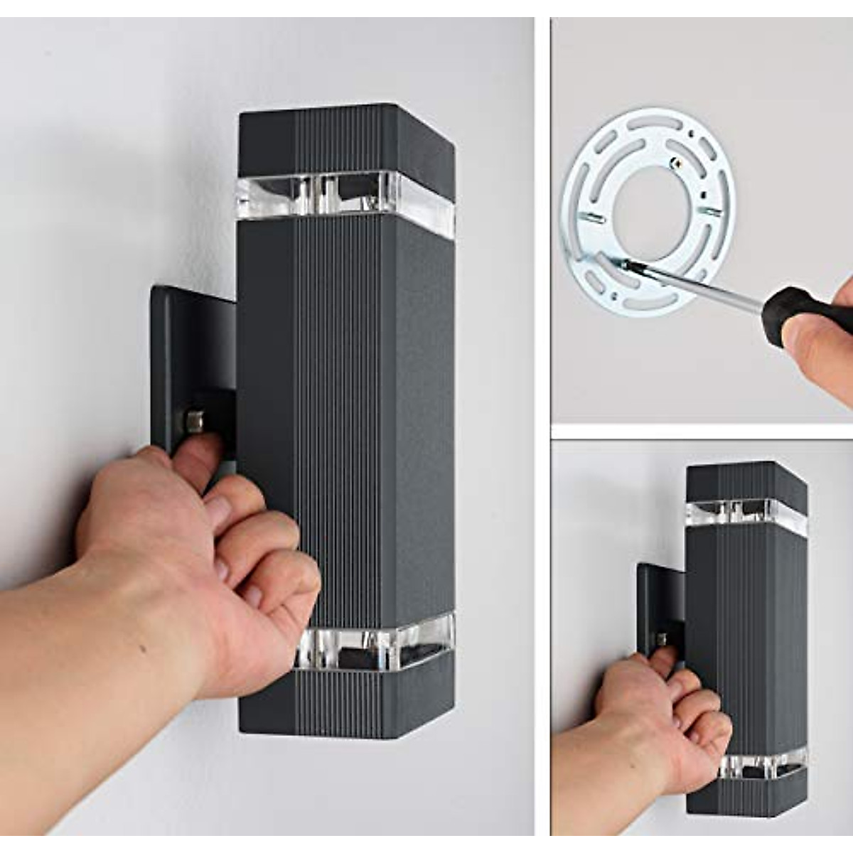 LMP 2 Pack LED Square Up and Down Lights Outdoor Wall Light，Body in Aluminum Waterproof Outdoor Wall Lamps，3000k 5W with Certificate ETL