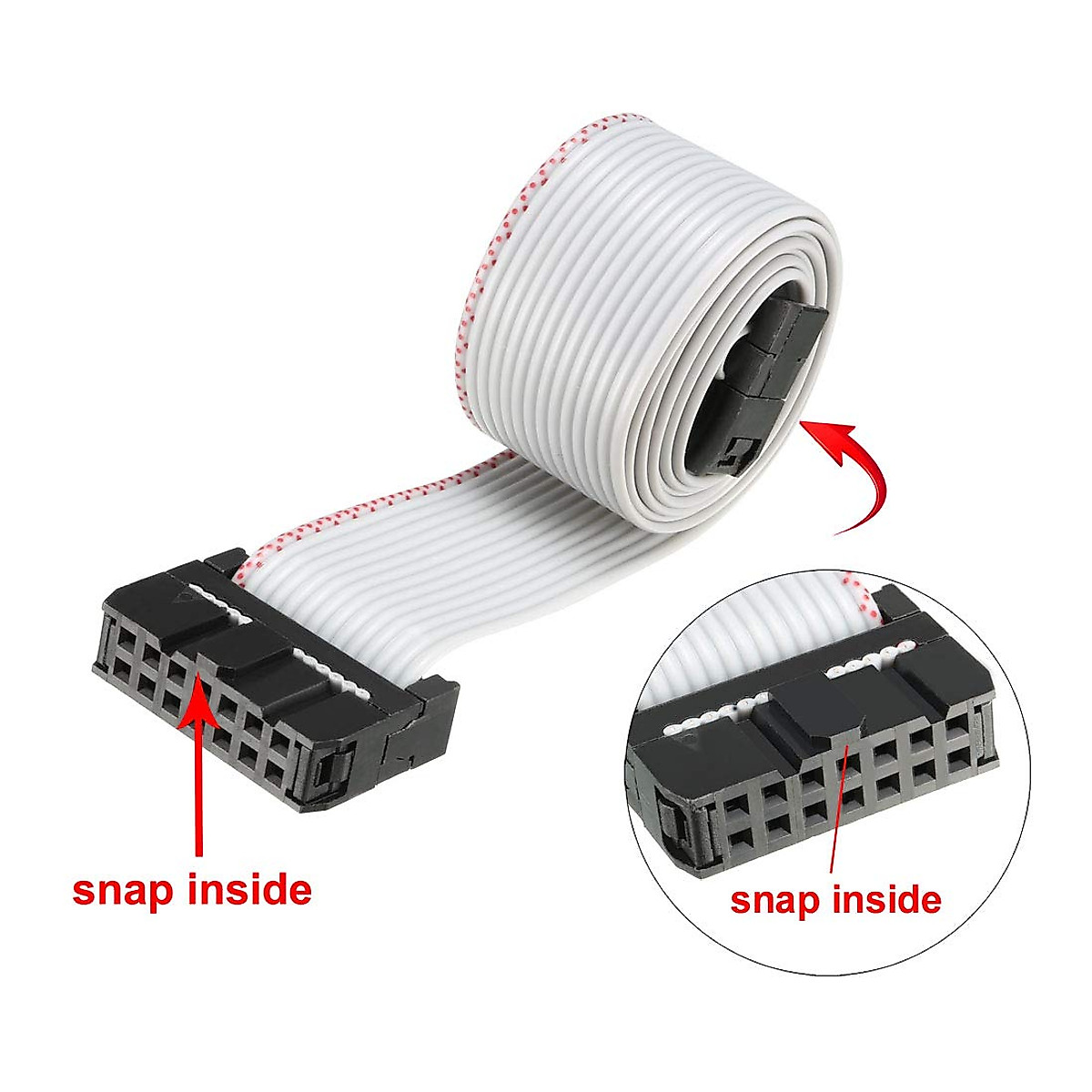 uxcell IDC Gray Wire Flat Ribbon Cable 14 Pins 48cm Length 2.54mm Pitch Type-B