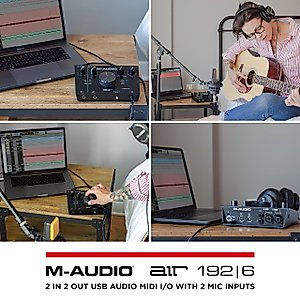 M-Audio AIR 192x6 USB C MIDI Audio Interface for Recording, Podcasting, Streaming, Studio Quality Sound, 2 XLR in and Music Production Software (Renewed)
