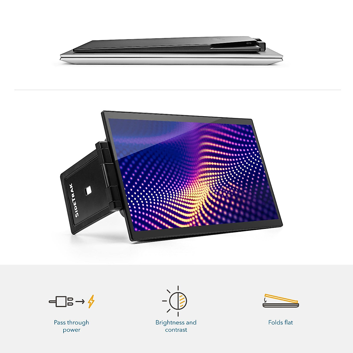 SideTrak Swivel Pro 13.3" Ultra Slim Attachable Portable Monitor, FHD IPS 1080p Laptop Screens with Kickstand + Unique Patented Swivel Hinge, for Mac, PC, and Chromebook, USB-C Port Connection