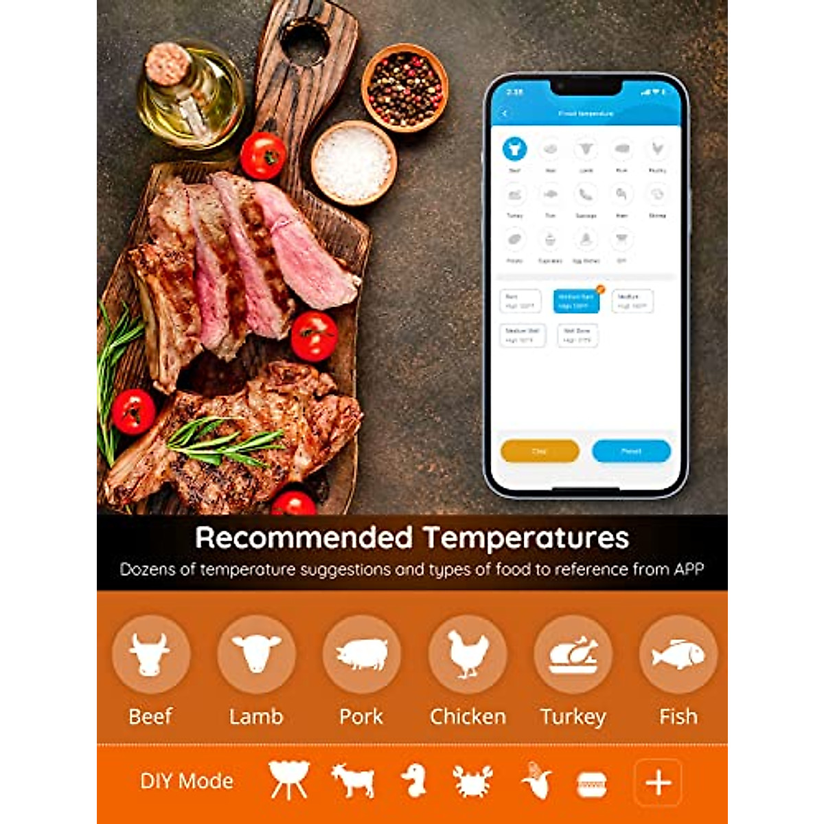 Govee WiFi Meat Thermometer, Wireless Meat Thermometer with 4 Probe, Smart Bluetooth Grill Thermometer with Remote App Notification Alert, Digital Rechargeable BBQ Thermometer for Smoker Oven Kitchen