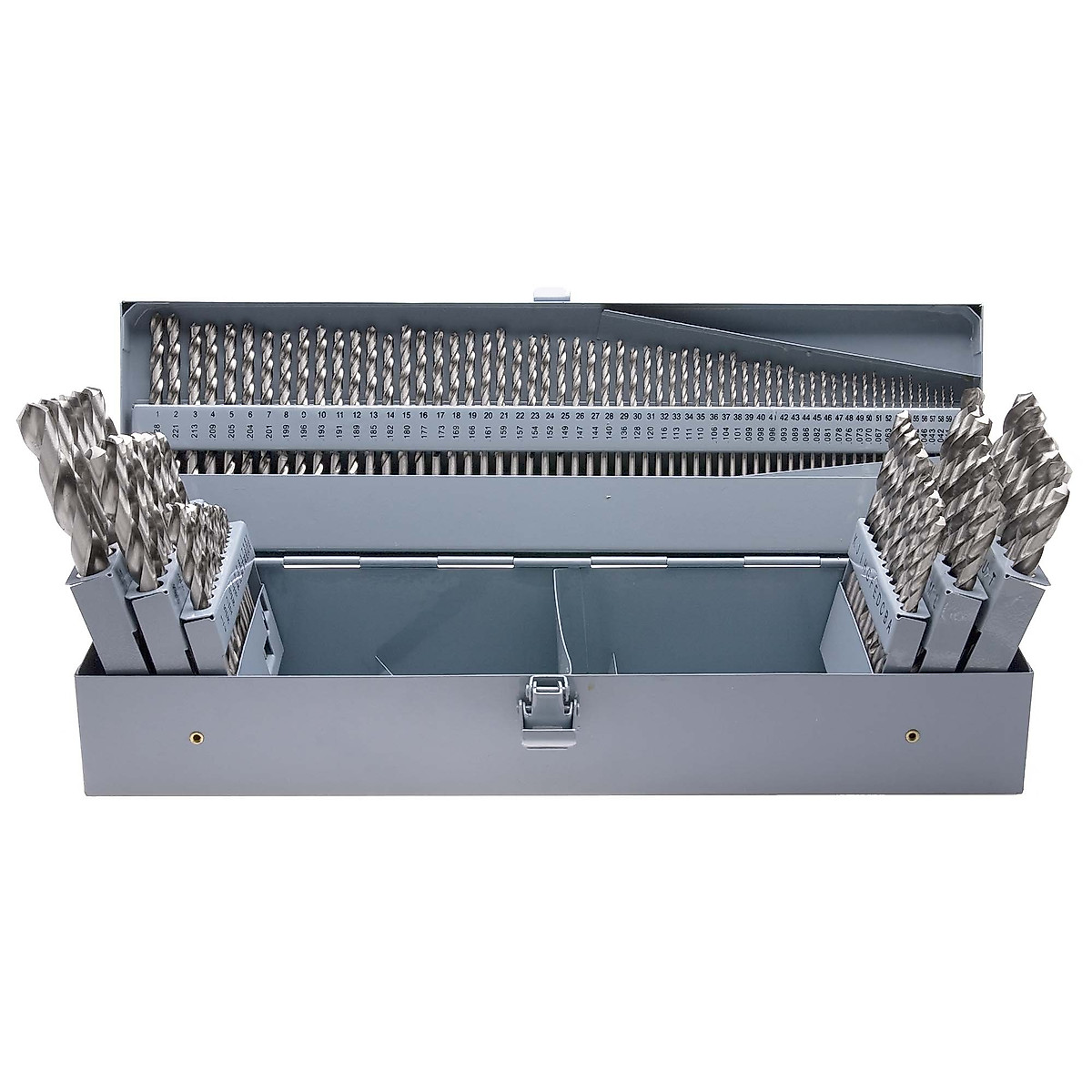 1/16-1/2", A-Z, 1-60 High Speed Steel Brite Drill Set in Metal Case, 115 bits