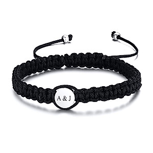 MEALGUET 1-5 Pcs Personalized Alphabet Initial Bracelet Simple Handmade Braided Macrame Bracelet Friendship bracelet Couple Bracelet BFF Gift Customized Gift, gift Idea for Him Her