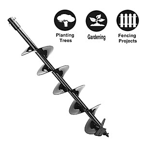 Earth Auger Drill Bit,7/8" Shaft & 31” Length Augers for Gasoline Earth and Ice Auger Power Heads (6 Inch, Black Post Hole Digger)