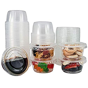 SafeWare 2oz [200 set] Disposable Clear Plastic Jello Shot Cups with Lids, Souffle Portion Container
